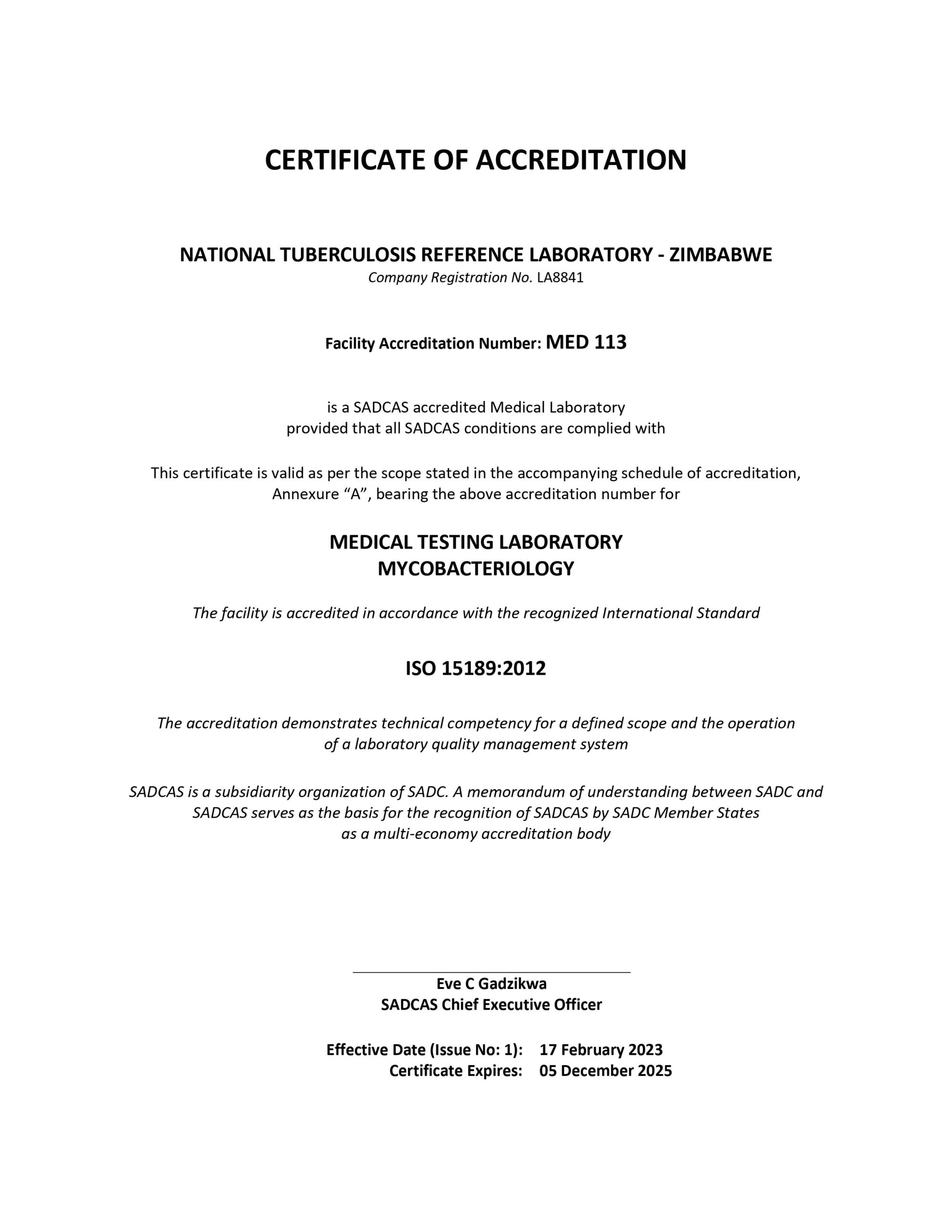 NTBRL gets SADCAS accreditation - NTBRL